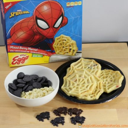 Chocolate Dipped Spider Web Waffles | Inspiration Laboratories